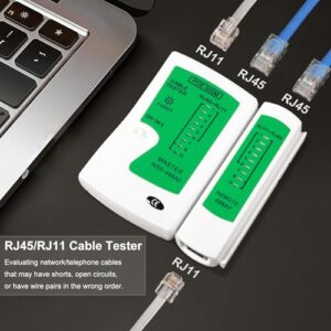 Hiija LAN Network Cable Tester/Continuity Tester for RJ45 RJ11 RJ12 Data Cable Twisted Pair Connections, CAT5/CAT6/CAT7 UTP LAN Wire Test Tool