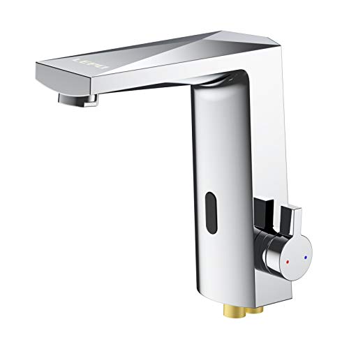 LEPO Touchless Sink Sensor Faucet, Automatic Motion Sensor Bathroom Sink Faucet Single Handle Brass Faucets Ideal for Kitchen Bathroom Basin Hotel