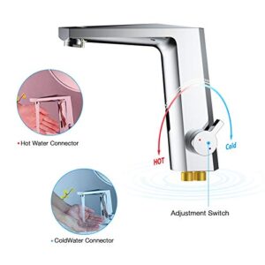 LEPO Touchless Sink Sensor Faucet, Automatic Motion Sensor Bathroom Sink Faucet Single Handle Brass Faucets Ideal for Kitchen Bathroom Basin Hotel