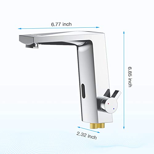 LEPO Touchless Sink Sensor Faucet, Automatic Motion Sensor Bathroom Sink Faucet Single Handle Brass Faucets Ideal for Kitchen Bathroom Basin Hotel