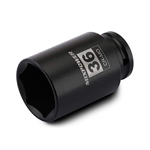 MIXPOWER 1/2" Drive Deep Impact Socket, CR-MO, 36 mm, METRIC, 6 Point, Axle Nut Impact Grade Socket for Easy Removal