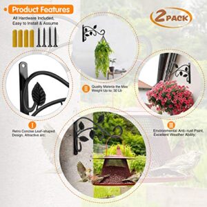 KABB 2 PCS Metal Hanging Hook Plants Brackets, 12 Inch Iron Wall Mount Bracket Durable Rust-Resistant Plant Hanger Hook for Hanging Plants Bird Feeder Lantern Wind Chimes