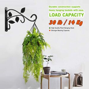 KABB 2 PCS Metal Hanging Hook Plants Brackets, 12 Inch Iron Wall Mount Bracket Durable Rust-Resistant Plant Hanger Hook for Hanging Plants Bird Feeder Lantern Wind Chimes