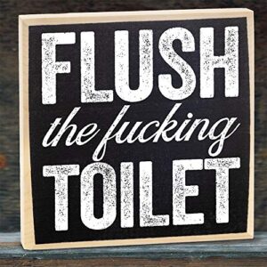 Flush The F##King Toilet - Cute Bathroom Signs Decor Farmhouse - Rustic Wooden Sign - Farmhouse Bathroom Decor, Funny Bathroom Signs Wooden - Perfect Small Bathroom Signs Decor, Restroom Decor