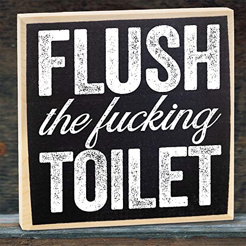 Flush The F##King Toilet - Cute Bathroom Signs Decor Farmhouse - Rustic Wooden Sign - Farmhouse Bathroom Decor, Funny Bathroom Signs Wooden - Perfect Small Bathroom Signs Decor, Restroom Decor