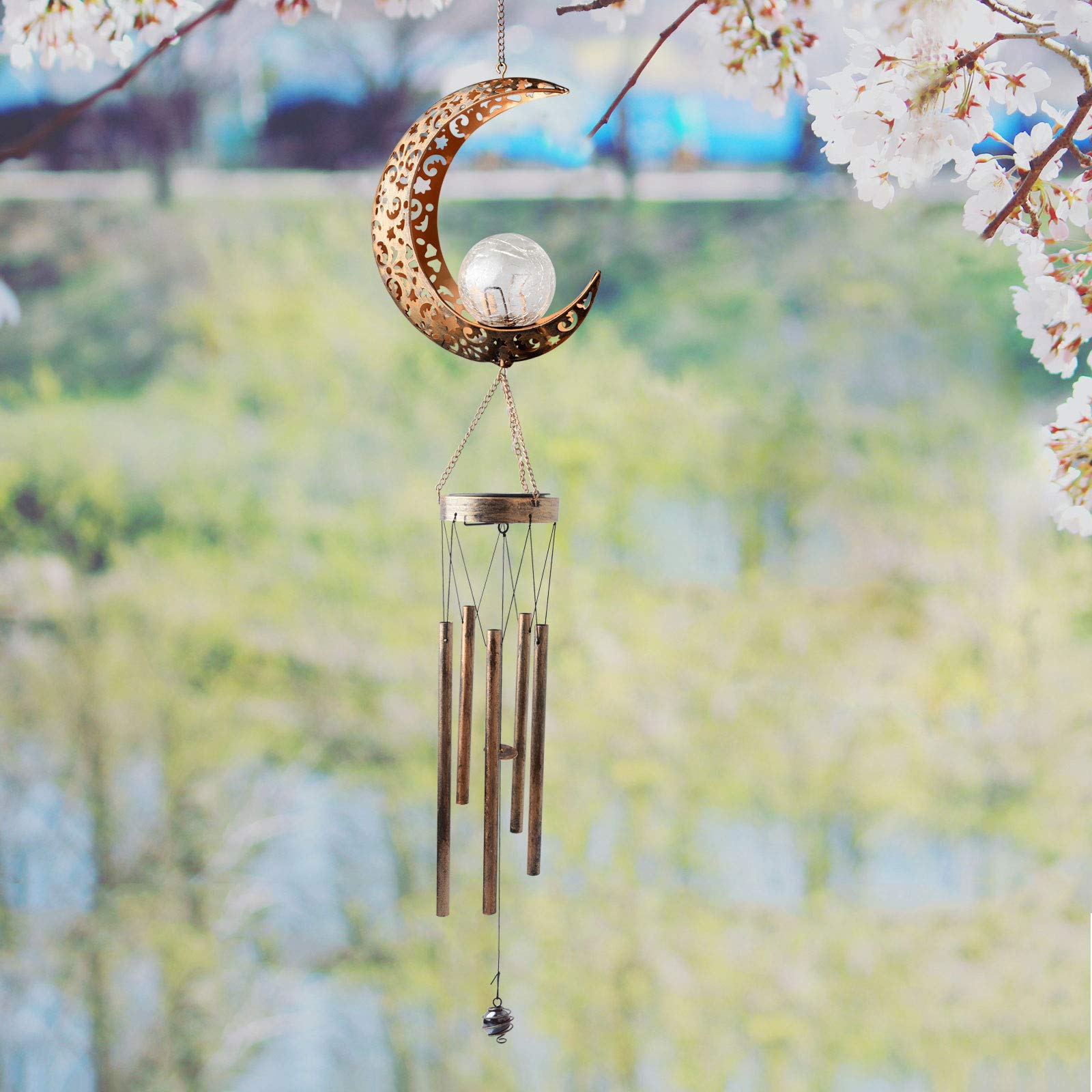 Moon Wind Chime Women Birthday Gift Grandma Birthday Gift Outdoor Solar Garden Moon Gift Garden Party Decor Wind Chimes Solar Moon Gifts Gift for Women Mother Gifts Women Gift,Mom Gift from Daughter​