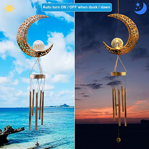 Moon Wind Chimes, Solar Wind Chimes Outdoor, Mothers Gifts, Gifts for Mom, Gifts for Women, Gifts for Grandma, Garden Courty ard Lawn Decor, Thanksgiving Gifts, Moon Decor