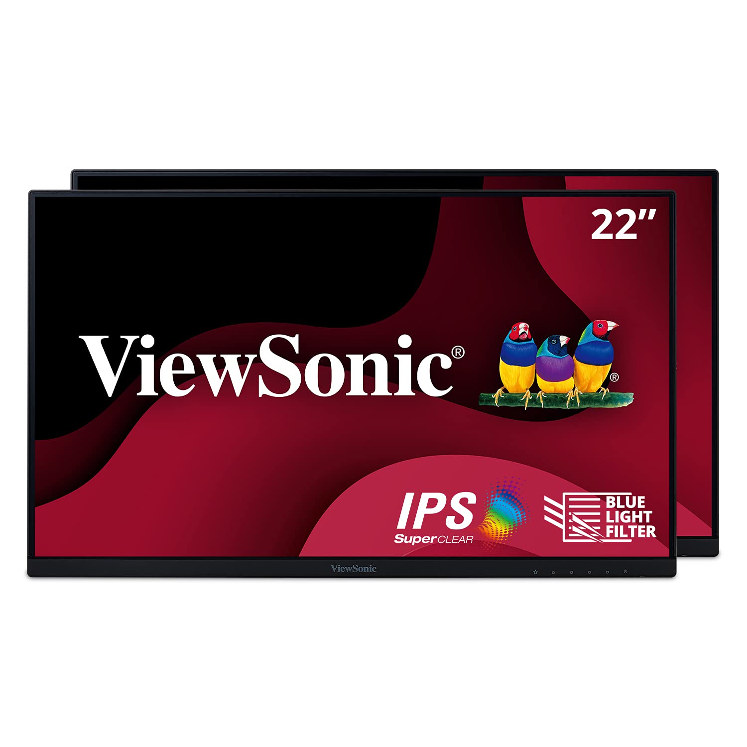 ViewSonic VA2256-MHD_H2 Dual Pack Head-Only 1080p IPS Monitors with Ultra-Thin Bezels, HDMI, DisplayPort and VGA for Home and Office,Black