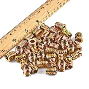 PGMJ 80 Pieces 1/4"-20 Wood Inserts Bolt Furniture Screw in Nut Threaded Fastener Connector Hex Socket Drive for Wood Furniture Assortment (1/4"-20 x15mm)