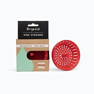 Dripsie Sink Strainer - Clog-Resistant and Flexible - Universal Kitchen Sink Drain Strainer - Made in The USA (1-Pack Red)