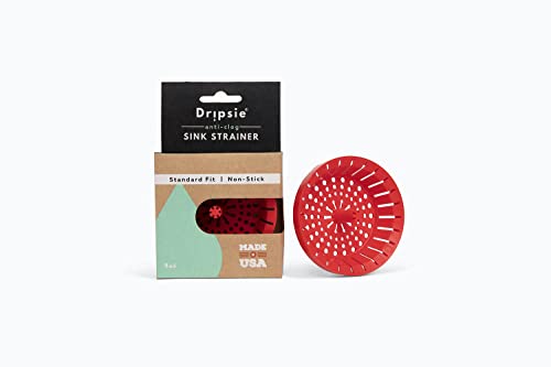 Dripsie Sink Strainer - Clog-Resistant and Flexible - Universal Kitchen Sink Drain Strainer - Made in The USA (1-Pack Red)