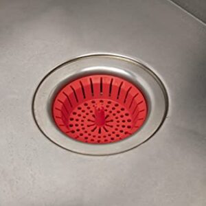 Dripsie Sink Strainer - Clog-Resistant and Flexible - Universal Kitchen Sink Drain Strainer - Made in The USA (1-Pack Red)