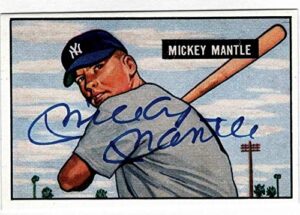 mickey mantle 1951 bowman baseball rookie rc reprint card facsimile auto new york yankees - baseball card