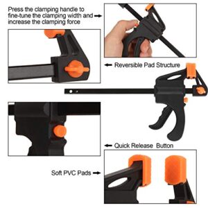 LISHINE 4 Inch Bar Clamps for Woodworking, 8 Pack Quick Grip Clamps Trigger Clamp One Handed Ratchet Clamp, Mini Small Bar Clamp for Craft