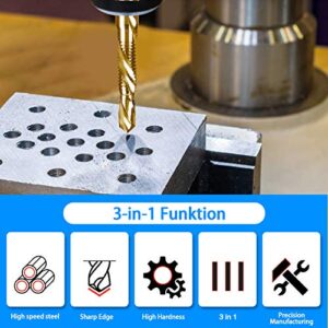 6 Packs Titanium Combination Drill & Taps Bit Set SAE 6-32nc 8-32nc 10-32nc 10-24nc 12-24nc 1/4-20nc.