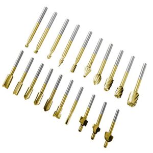 10Pcs HSS Router Carbide Engraving Bits & 10Pcs Router Bit with 1/8"(3mm) Shank Power Rotary Tools for DIY Woodworking, Carving, Sculpting, Engraving, Drilling.