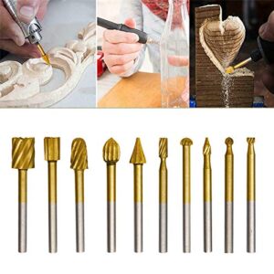 10Pcs HSS Router Carbide Engraving Bits & 10Pcs Router Bit with 1/8"(3mm) Shank Power Rotary Tools for DIY Woodworking, Carving, Sculpting, Engraving, Drilling.