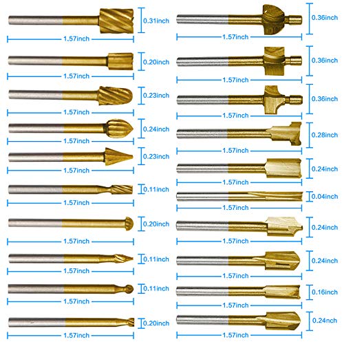 10Pcs HSS Router Carbide Engraving Bits & 10Pcs Router Bit with 1/8"(3mm) Shank Power Rotary Tools for DIY Woodworking, Carving, Sculpting, Engraving, Drilling.