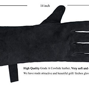 Premium Leather Welding gloves Extreme Heat/Fire Resistant, Oven/Fireplace/Stove/Tig Welder/BBQ/Grill/ /Furnace/ Heavy Duty Glove-Black