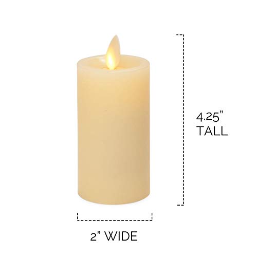 Luminara Realistic Artificial Flame Classic Slim Pillar Candle - Moving Flame LED Battery Operated Lights - Unscented - Remote Ready - 2" x 4.5"