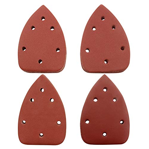 Mouse Detail Sander Sandpaper, 60 PCS Palm Mouse Sander Pads, 6 Holes Hook and Loop Triangle Sandpaper (180/240/320/400 Grit) -15 PCS for Each Grit