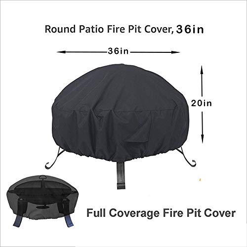 CREATOR Outdoor 36 Inch Round Fire Pit Cover Heavy Duty Round Patio Fire Bowl Cover Firepit Cover