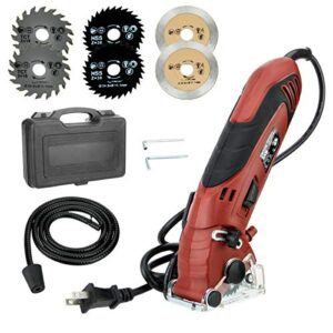 mini circular saw set, king showden 400w high powered professional compact circular saw machine with 3 blades and tool box multifunction circular saw for cut drywall, tile, metal, wood