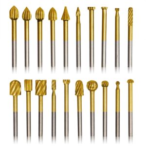 20pcs rotary bits burr set with 1/8 inch shank for diy woodworking, carving, engraving, drilling.