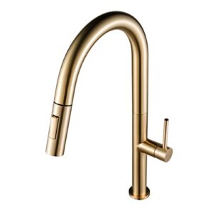 Fine Fixtures Pull Down Single Handle Kitchen Faucet Satin Brass