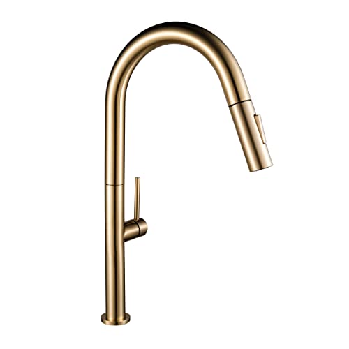 Fine Fixtures Pull Down Single Handle Kitchen Faucet Satin Brass