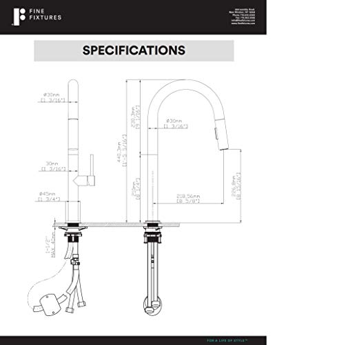 Fine Fixtures Pull Down Single Handle Kitchen Faucet Satin Brass