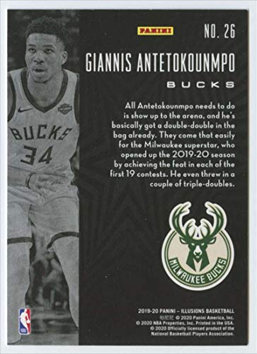 2019-20 Panini Illusions #26 Giannis Antetokounmpo Milwaukee Bucks NBA Basketball Trading Card