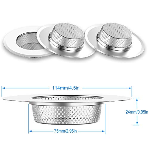 [2 Pack] Kitchen Sink Strainer, Basket Catcher 4.5 inch Diameter, Wide Rim Perfect for Most Sink Drains, Anti-Clogging Micro Perforation Holes, Rust Free, Dishwasher Safe (2 Pack 4.5" Round Hole)