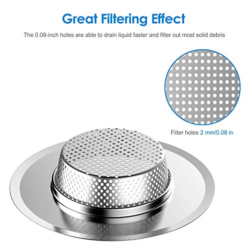 [2 Pack] Kitchen Sink Strainer, Basket Catcher 4.5 inch Diameter, Wide Rim Perfect for Most Sink Drains, Anti-Clogging Micro Perforation Holes, Rust Free, Dishwasher Safe (2 Pack 4.5" Round Hole)