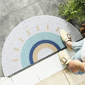 creative semi-circular area rug anti slip door mat rainbow sun printing floor mats bedroom carpet rugs entrance doormat - sun, 17.7"x35.4"