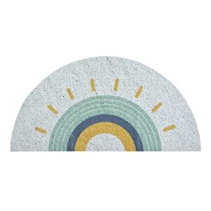 Creative Semi-Circular Area Rug Anti Slip Door Mat Rainbow Sun Printing Floor Mats Bedroom Carpet Rugs Entrance Doormat - Sun, 17.7"x35.4"