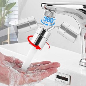 Waternymph Faucet Aerator, 720-degree Angle Rotate and Swivel Dual-function Kitchen Sink Faucet Aerators, Water Saving Tap Aerator Diffuser Faucet Sprayer-15/16 Inch-27UNS Male Thread-Chrome