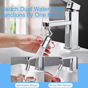 Waternymph Faucet Aerator, 720-degree Angle Rotate and Swivel Dual-function Kitchen Sink Faucet Aerators, Water Saving Tap Aerator Diffuser Faucet Sprayer-15/16 Inch-27UNS Male Thread-Chrome