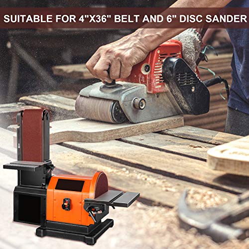 Sanding Belts and Sanding Discs Set for Power Combination Disc & Belt Sander 10 PCS 4 x 36” Aluminum Oxide Sanding Belts and 12 PCS 6” PSA Self Adhesive No-hole Sticky Back Sanding Discs(80-400 Grit) 