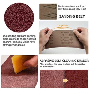 Sanding Belts and Sanding Discs Set for Power Combination Disc & Belt Sander 10 PCS 4 x 36” Aluminum Oxide Sanding Belts and 12 PCS 6” PSA Self Adhesive No-hole Sticky Back Sanding Discs(80-400 Grit) 