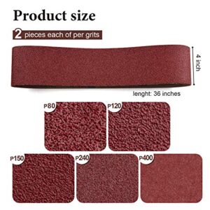 Sanding Belts and Sanding Discs Set for Power Combination Disc & Belt Sander 10 PCS 4 x 36” Aluminum Oxide Sanding Belts and 12 PCS 6” PSA Self Adhesive No-hole Sticky Back Sanding Discs(80-400 Grit) 