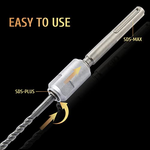 ZELCAN SDS Max to SDS Plus Adapter for Rotary Hammer Drills, 40Cr Steel SDS Plus Drill Chuck Conversion Tool for SDS Max Demolition Hammers, Power Drill Accessory for SDS Plus Bits and Chisels, Silver