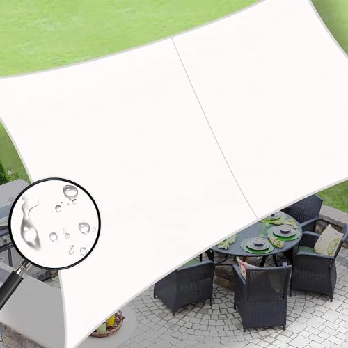 LOVE STORY Waterproof 10'x13' Triangle White Sun Shade Sail Cannoy UV Resistant for Outdoor Patio Garden Backyard