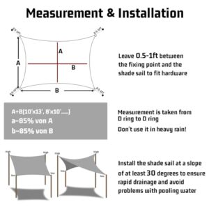 LOVE STORY Waterproof 10'x13' Triangle White Sun Shade Sail Cannoy UV Resistant for Outdoor Patio Garden Backyard