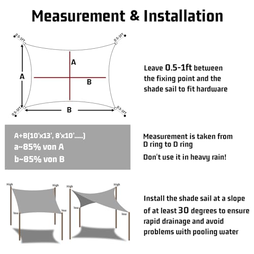 LOVE STORY Waterproof 10'x13' Triangle White Sun Shade Sail Cannoy UV Resistant for Outdoor Patio Garden Backyard