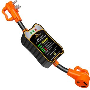 carmtek rv surge protector 30 amp - rv circuit analyzer with integrated smart 30 amp surge voltage protection with grip handles