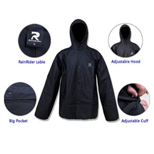 Niruoxn Rain Suit for Men Women Waterproof Ultra-Lite Rain Coat with Pants Reusalbe Portable(Black,Large)