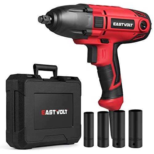 Eastvolt 800W Electric Impact Wrench, Heavy Duty 7.5 Amp Corded Max Torque 450 Ft-lbs 3400 RPM, 1/2 Inch with Hog Ring Anvil