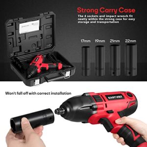 Eastvolt 800W Electric Impact Wrench, Heavy Duty 7.5 Amp Corded Max Torque 450 Ft-lbs 3400 RPM, 1/2 Inch with Hog Ring Anvil