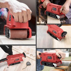 Eastvolt 7 Amp Belt Sander 200-360RPM with 6 Variable Speed, 3 x 18 Inch Belt Sander with 20 Pcs Sanding Belts, Screw Clamps, Dust Bag